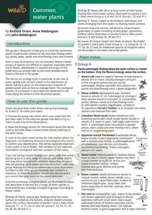 Water plants guide – Field Studies Council