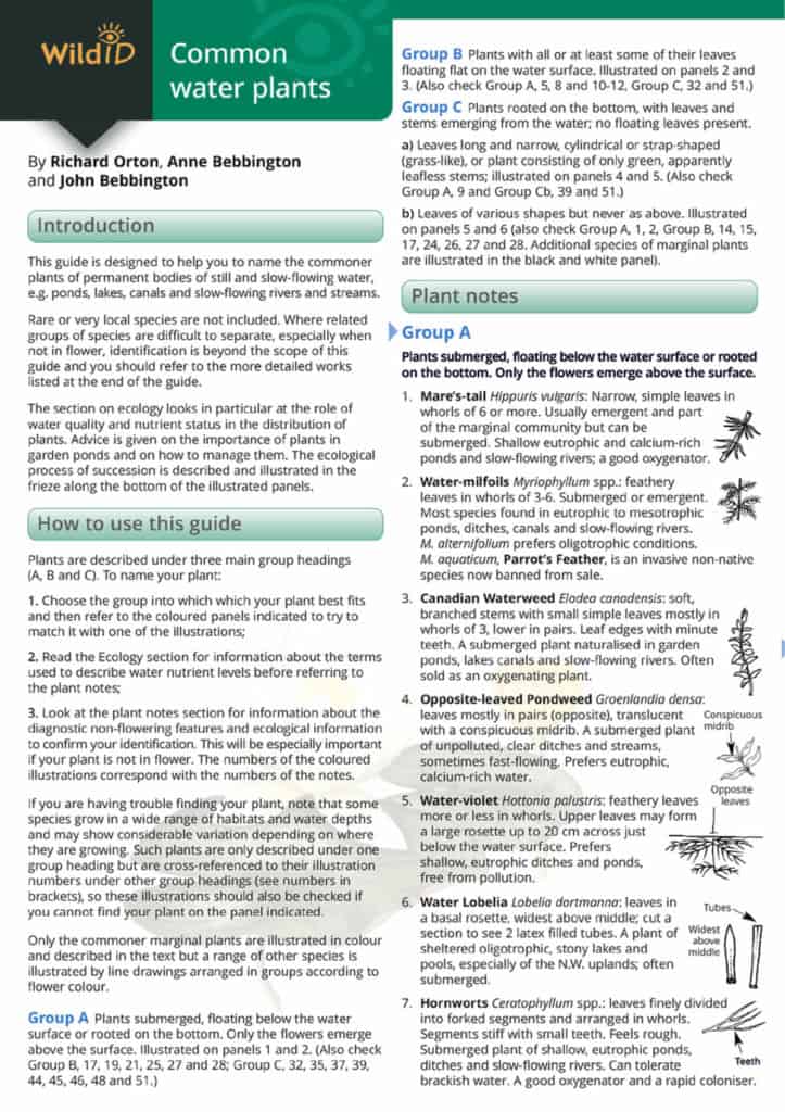 Water plants guide – Field Studies Council